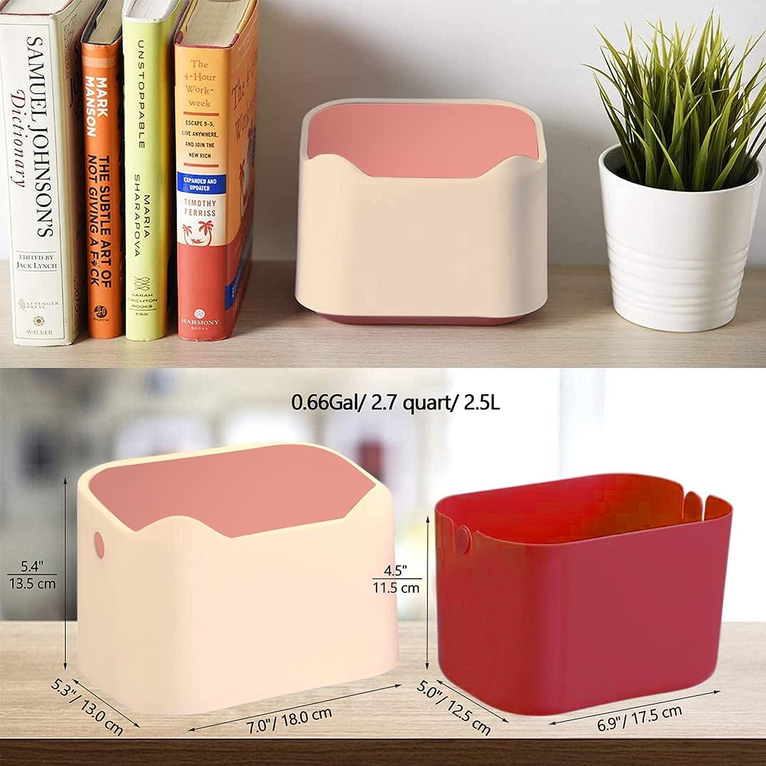 Desk Bin Trash Can with Lid, Mini Portable Table Waste Bin Desktop Dus ...