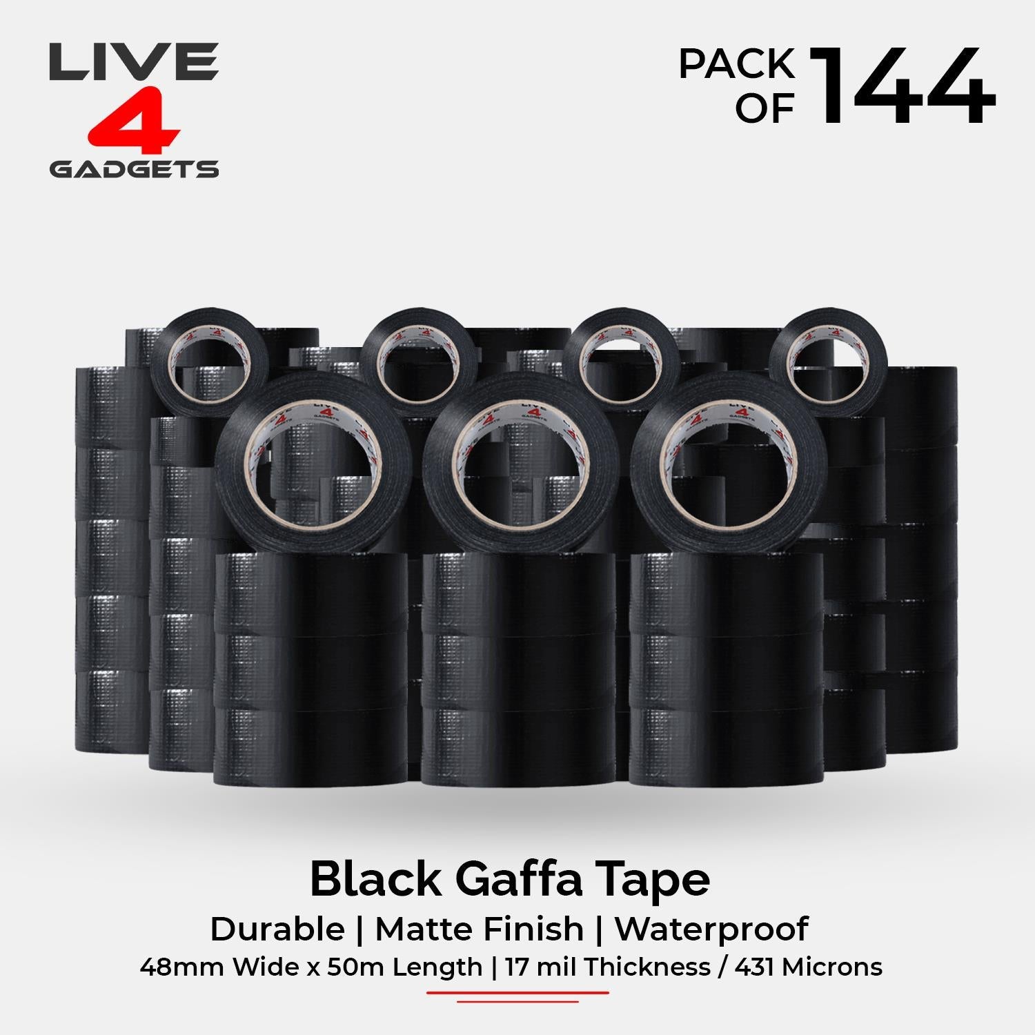 Duct Gaffer Tape Heavy Duty Waterproof Cloth Gaffa Duck Black 50m x 14